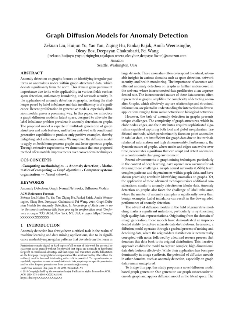 Graph Diffusion Models for Anomaly Detection | PDF | Mean Squared Error | Applied Mathematics