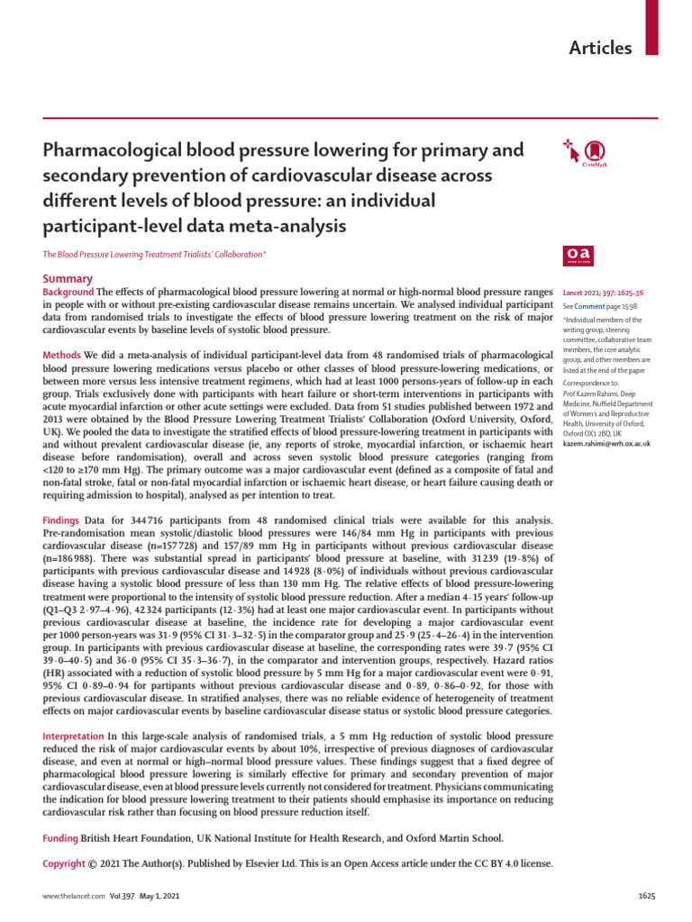 Pharmacological blood pressure lowering for primary and secondary ...