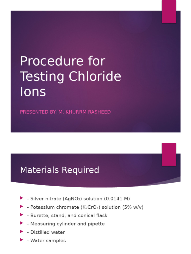 Khurram Rasheed Chloride Testing Procedure | PDF