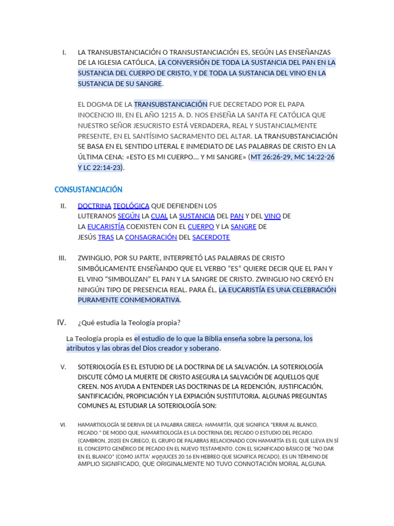 Transubstanciación y Doctrinas Teológicas | PDF | eucaristía | Cristo ...