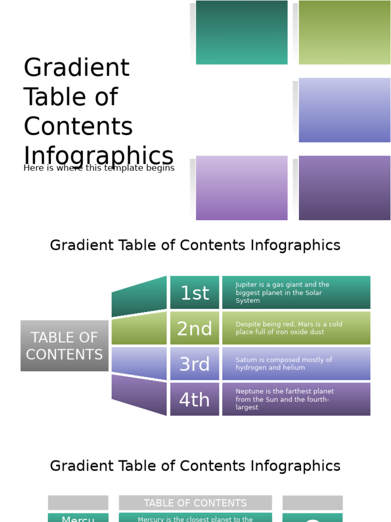 Gradient Table of Contents Infographics by Slidesgo | PDF | Planets ...