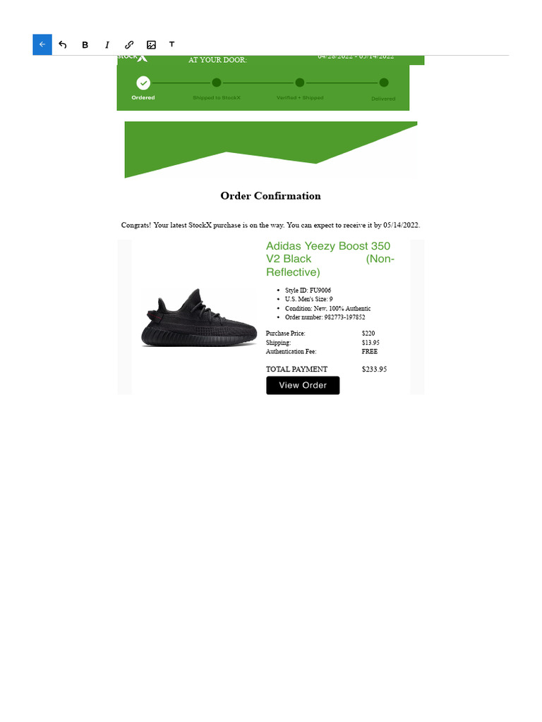 StockX Purchase Confirmation Receipt | PDF