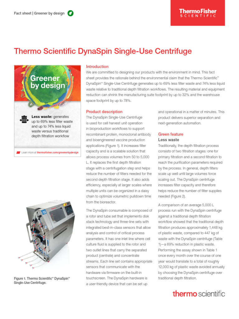 Green Fact Sheet Dyna Spin Sheet | PDF | Filtration | Centrifuge