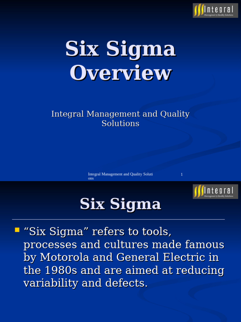 Six Sigma Presentation | PDF | Six Sigma | Standard Deviation