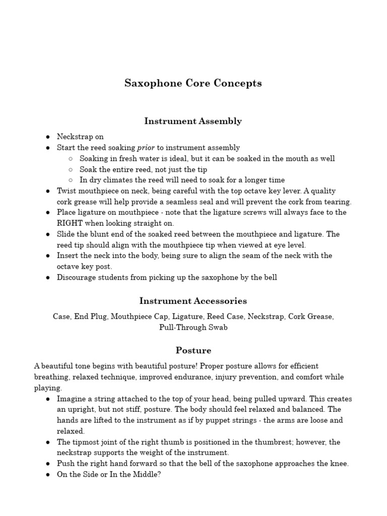 Saxophone-Core-Concepts Regis | PDF | Saxophone | Music Theory