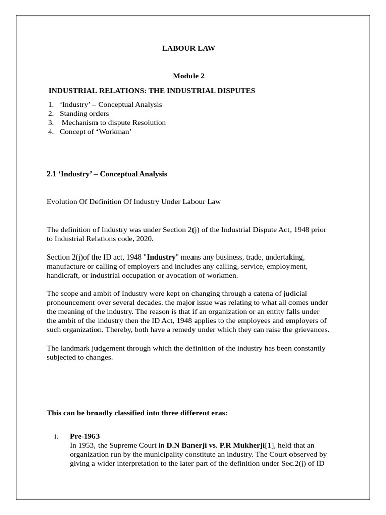Labour Law Module 2 Notes | PDF | Employment | Arbitration