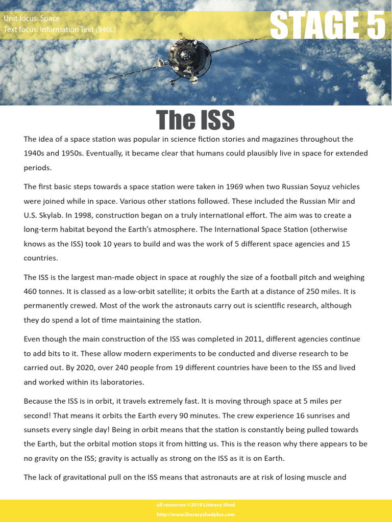 The Iss Stage 5 Comp Comprehension Pack | PDF | International Space ...