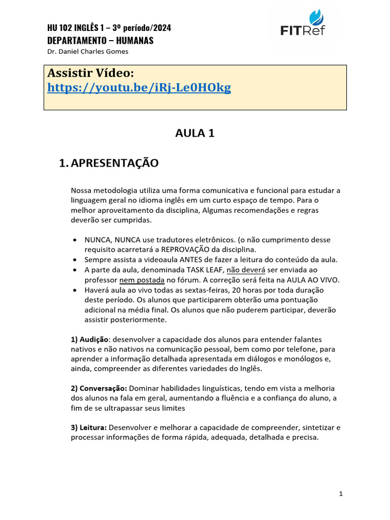 HU 102 INGLES 1 - 3o Periodo 2024 AULA 1 | PDF | New Testament Content ...