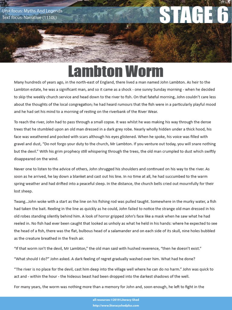 the-lambton-worm-stage-6-comp-comprehension-pack | PDF