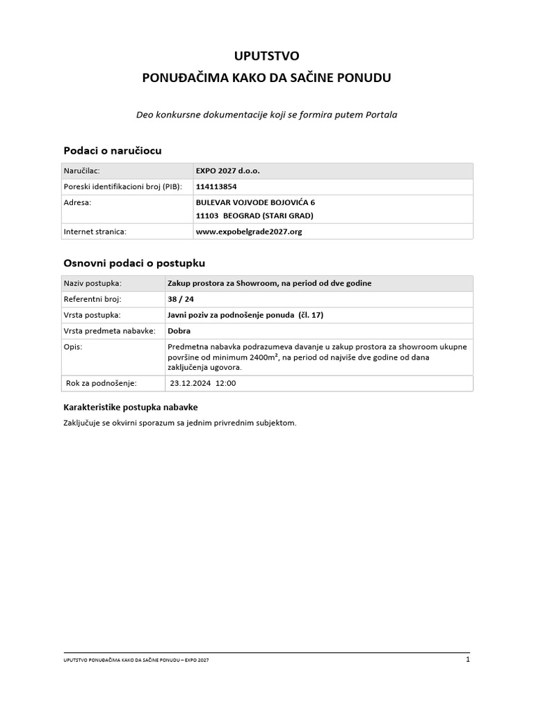 Uputstvo Ponuđačima Kako Da Sačine Ponudu | PDF