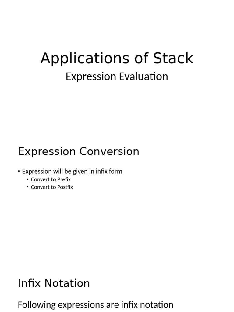 Week 6 Applications of Stack | PDF | Notation | Mathematical Notation