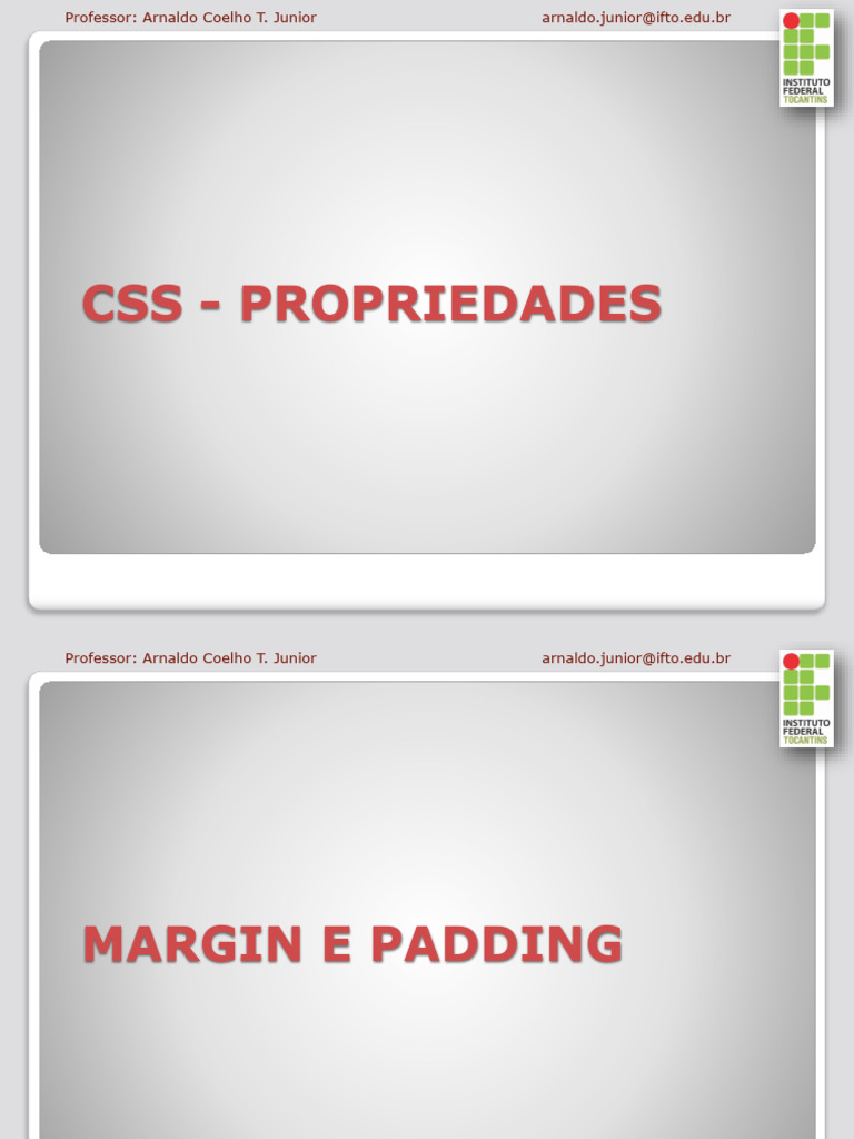 Aula - Propriedades CSS | PDF | Html | Elemento HTML