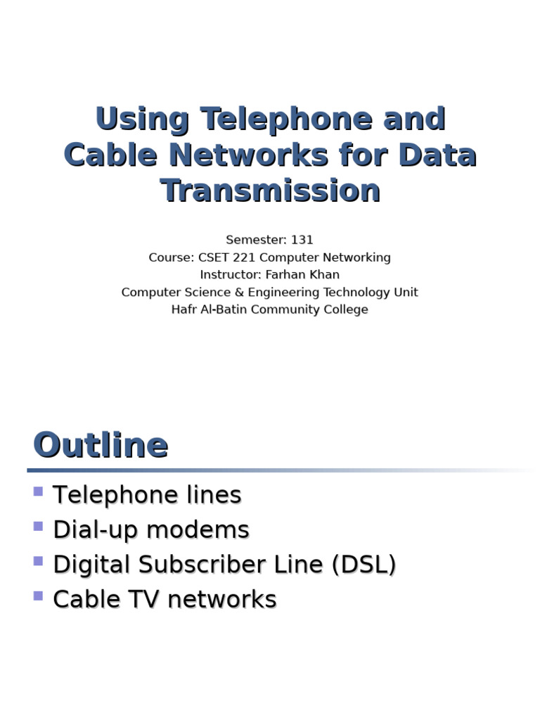 Data Transmission in Networks | PDF | Digital Subscriber Line | Cable Television