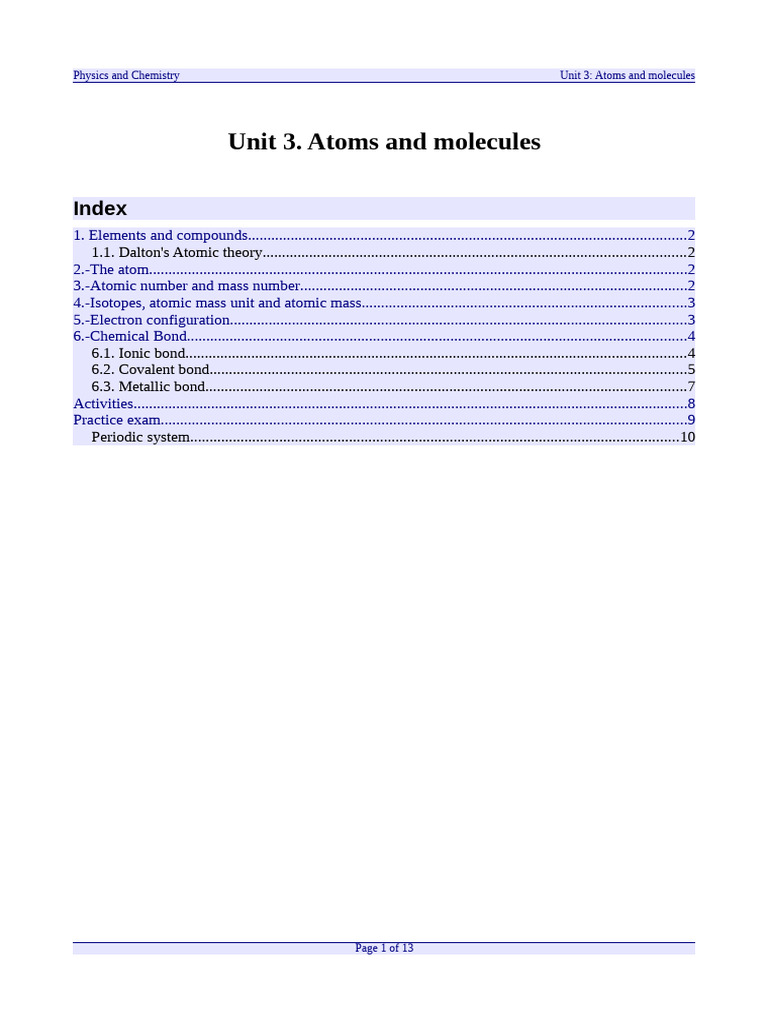 Unit-3-Atomos-and-molecules | PDF | Chemical Bond | Chemistry