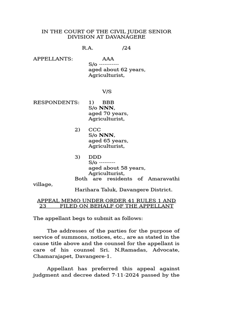 Regular Appeal For Law Students Draft. | PDF | Appeal | Judgment (Law)