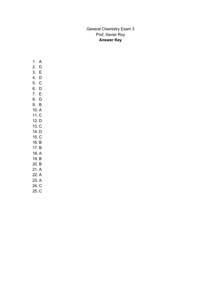 Answer Key Practice Exam 3 | PDF