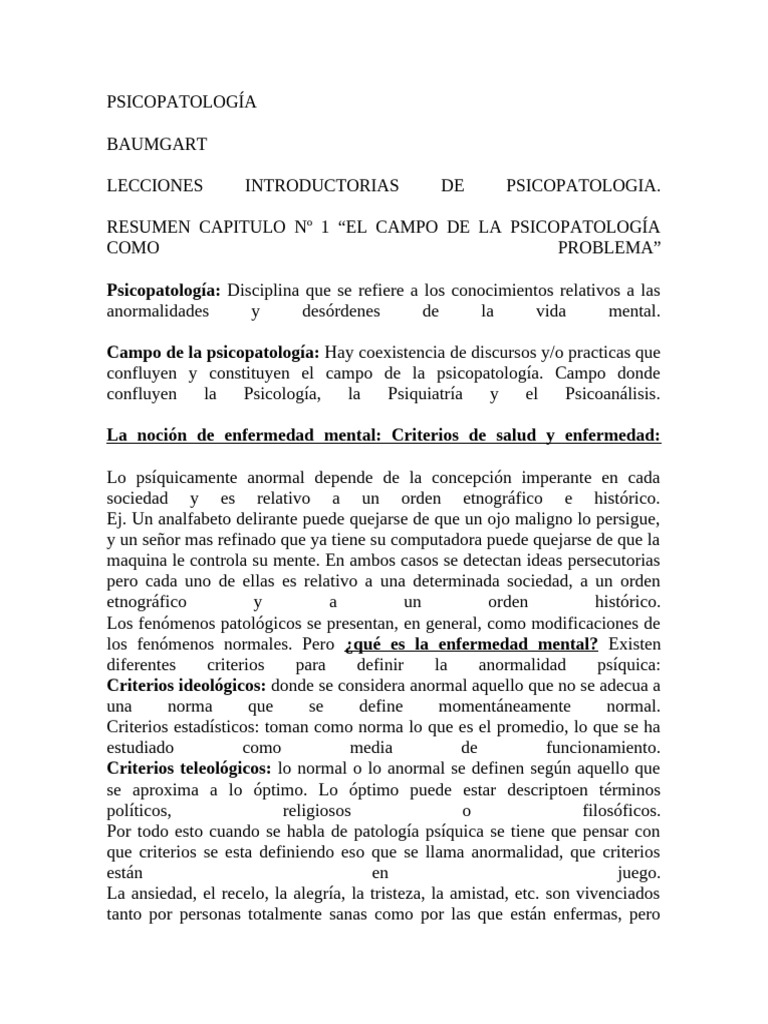 PSICOPATOLOGIA Res Libros | PDF | Engaño | Psicosis