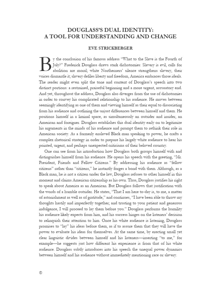 Strickberger Douglass's Dual Identity | PDF | Frederick Douglass