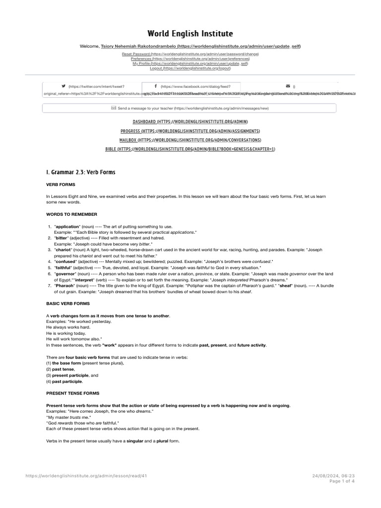 English Verb Forms Explained | PDF | Verb | Grammatical Number