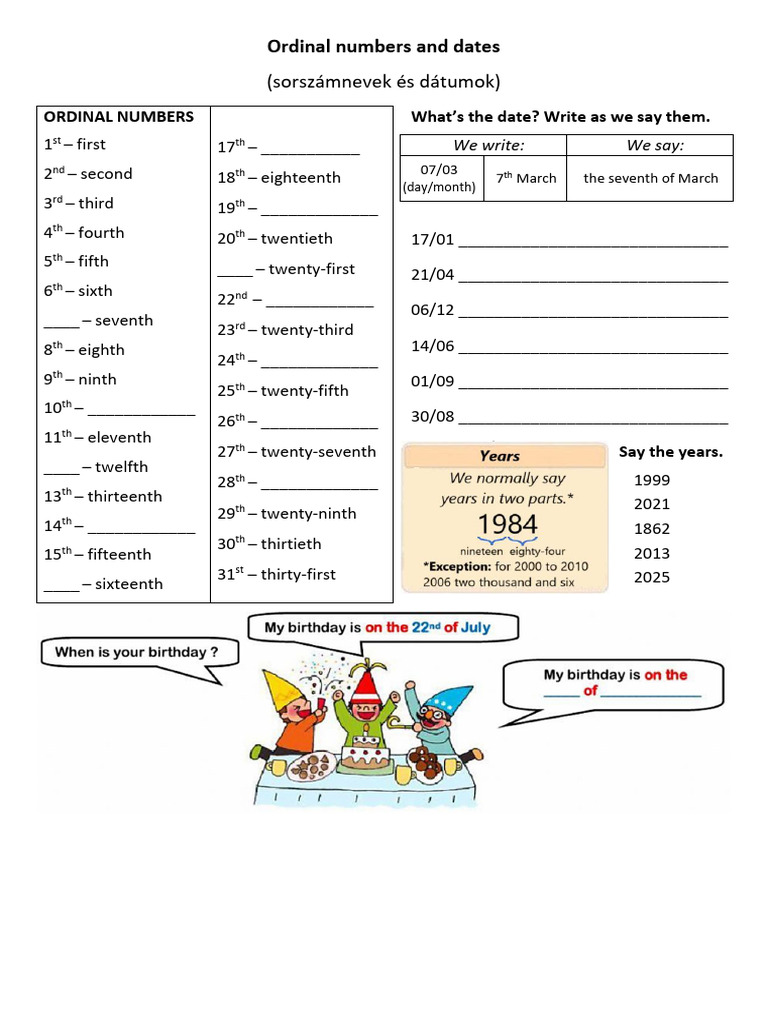 Ordinal Numbers and Dates | PDF | Military Operations