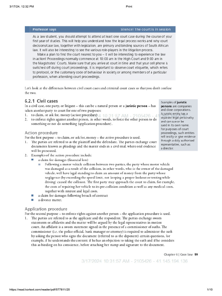 Introduction To South African Law Fresh Perspectives 3rd Ed. (2019) 95 - 104 Missing Pages | PDF