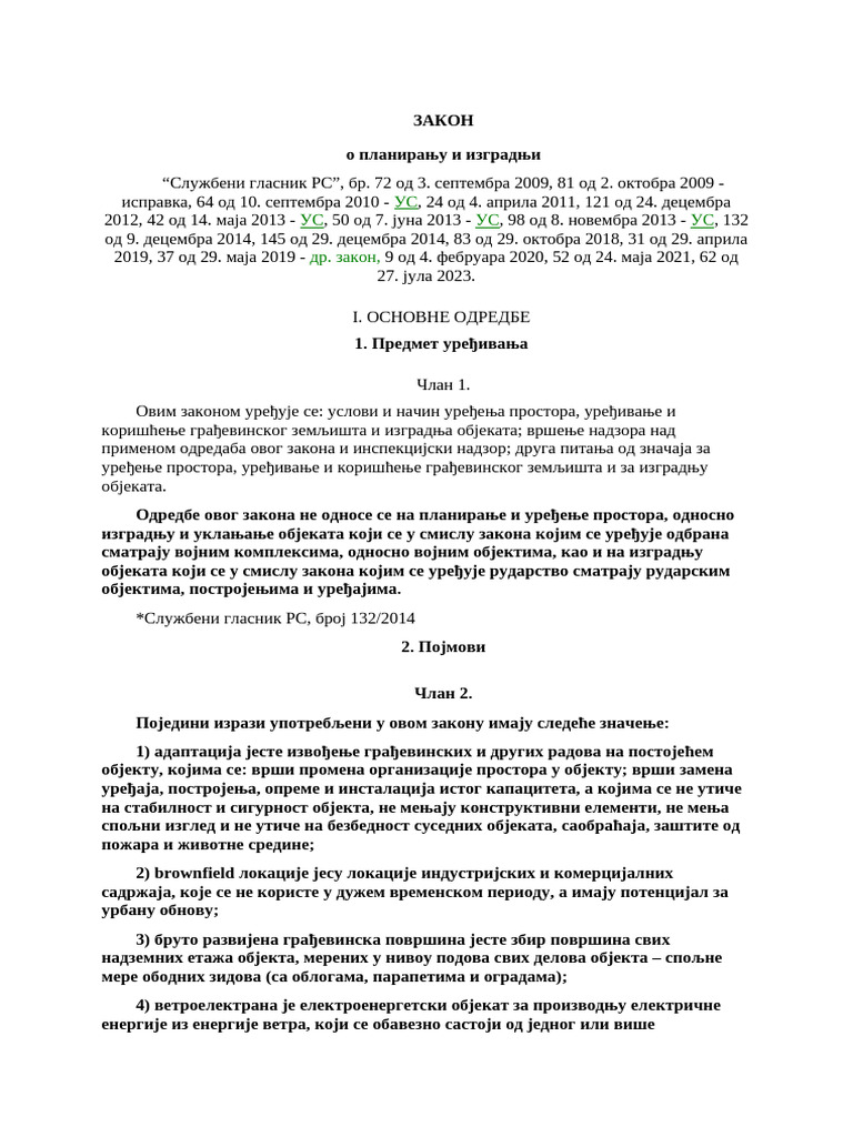Zakon o Planiranju I Izgradnji | PDF