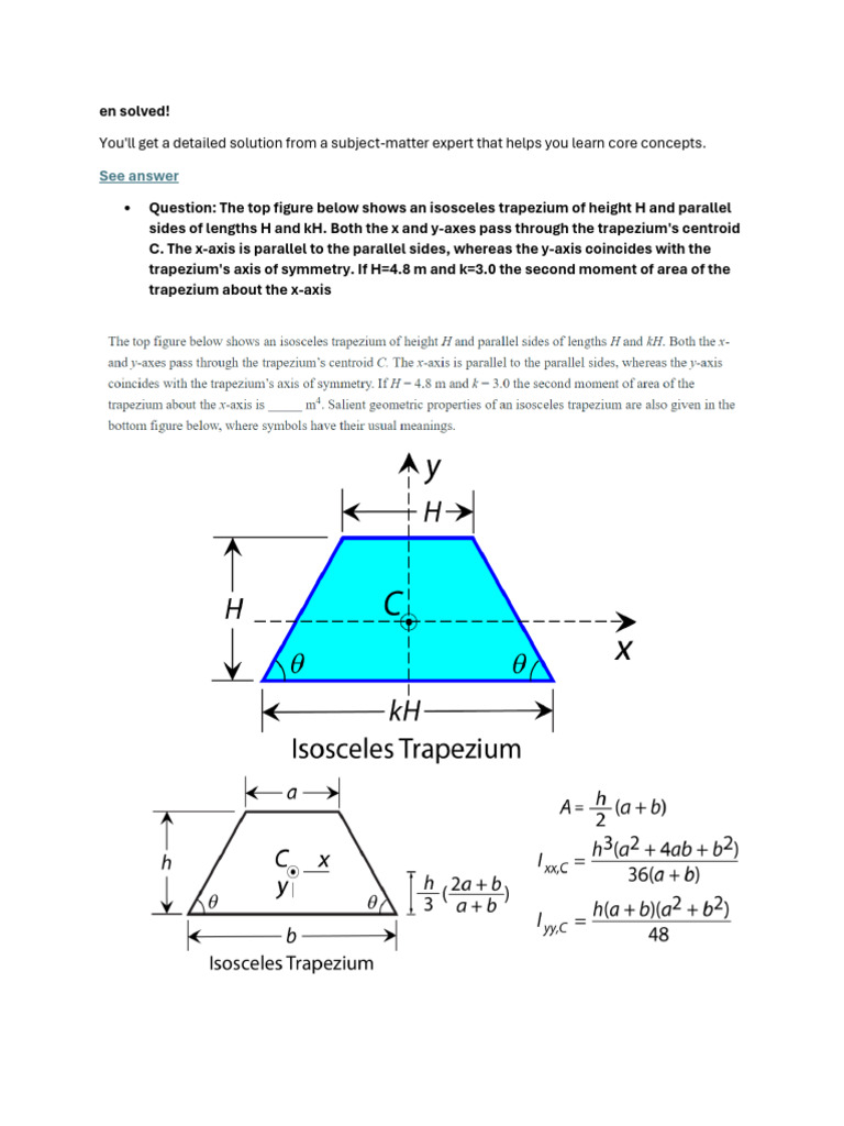 CENTROID OF ISOSCELES TRAPEZIUM | PDF