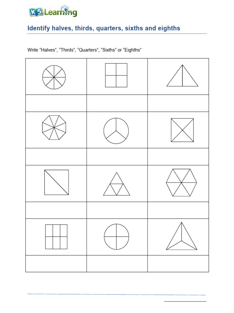 Grade 2 Fractions Halves Eighths | PDF