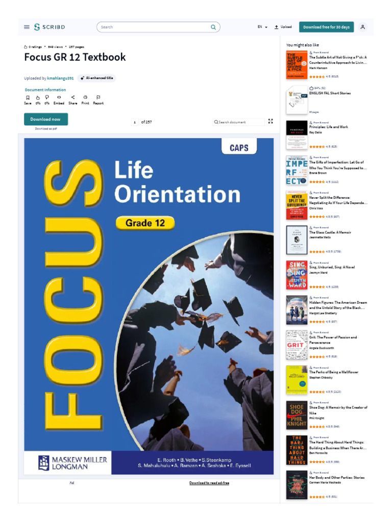 Grade 12 Focus Textbook | PDF | American Literature
