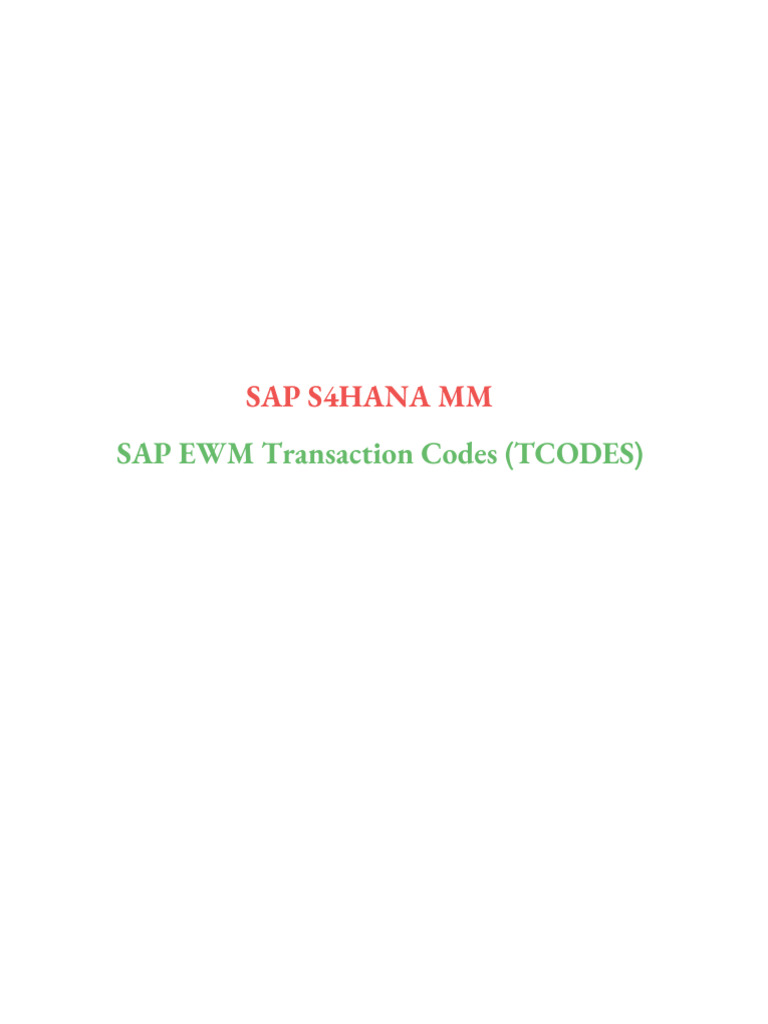 SAP EWM Transaction Code (TCODES) | PDF | Warehouse | Computing