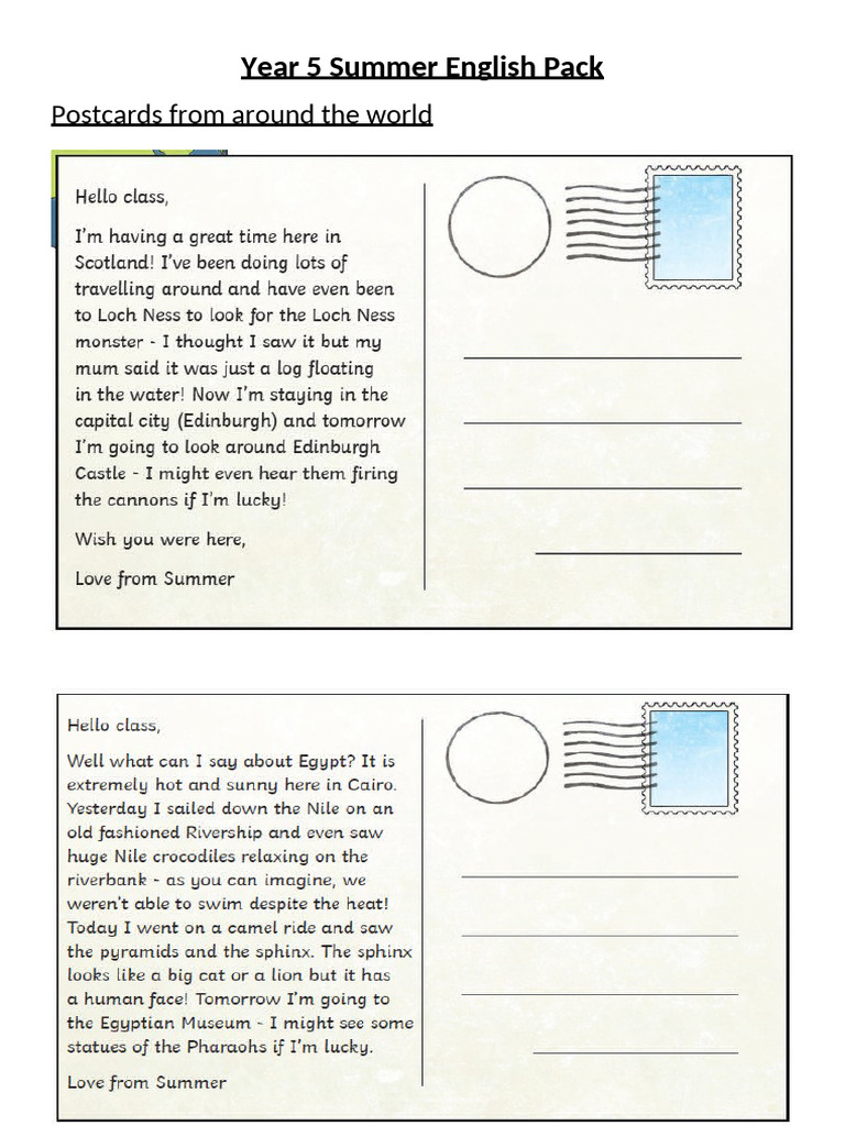 Year 5 Summer English Activities | PDF