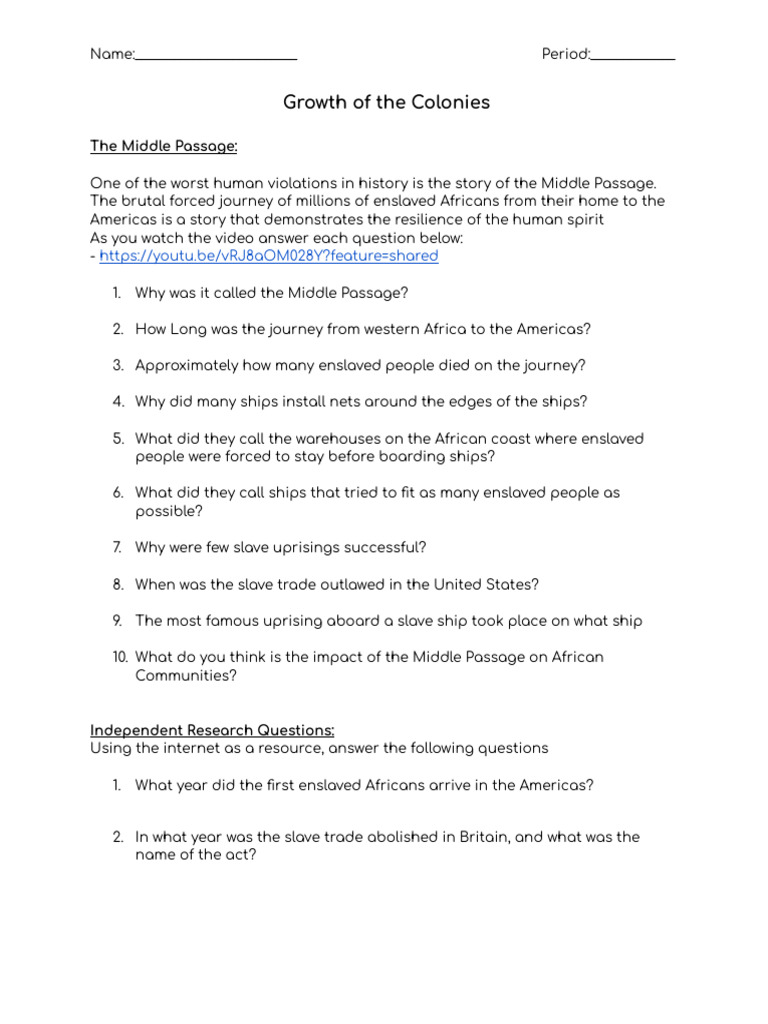 Growth of the Colonies_ The Middle Passage - Google Docs | PDF