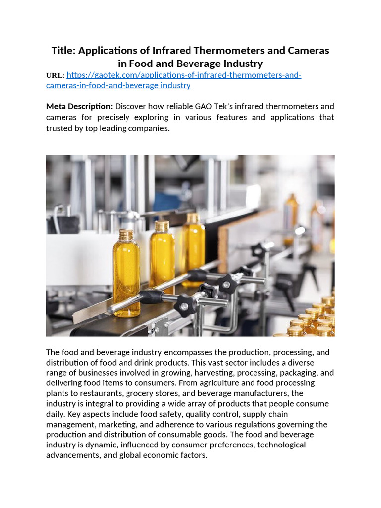 Applications of Infrared Thermometers and Cameras in Food and Beverage ...
