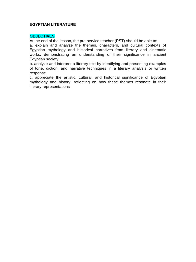 G2 Notes Egyptian Literature | PDF | Ancient Egypt | Egyptian Hieroglyphs