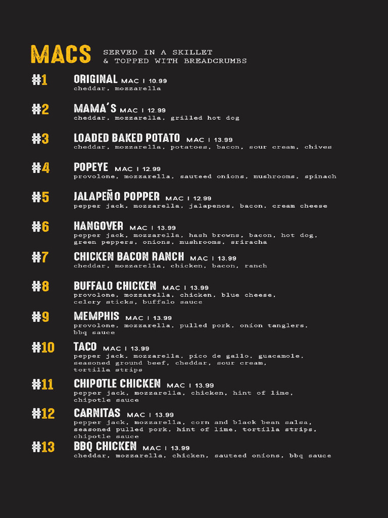 Macs Menu 031124 | PDF