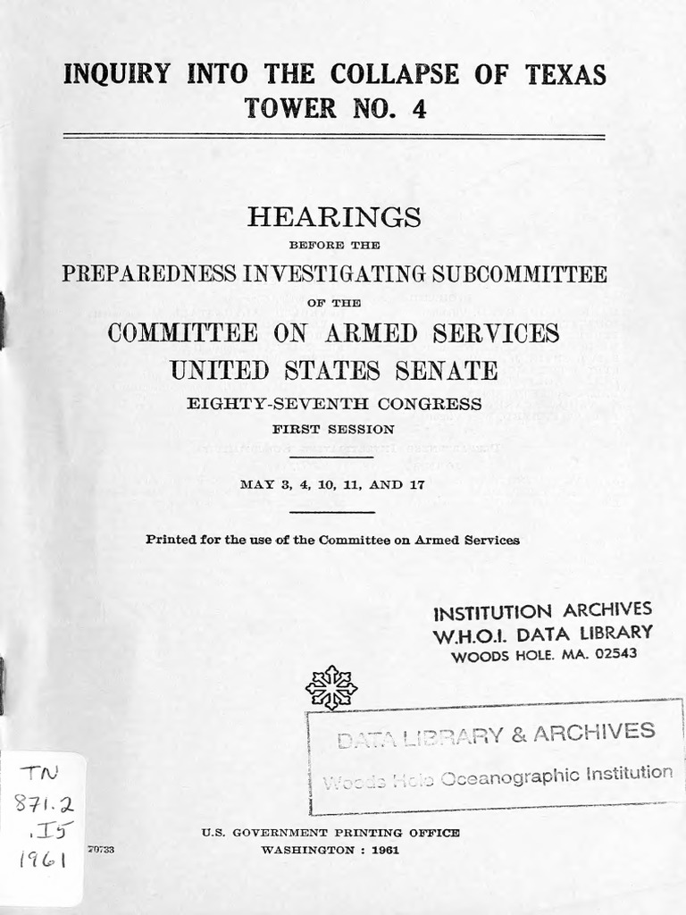 Collapse of Texas Tower | PDF | United States Senate | American Politicians