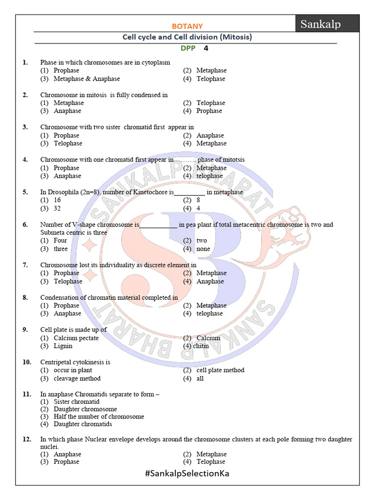 Cell Cycle and Cell Division DPP 04 - 142 - 1710733669381 | PDF | Mitosis | Cellular Processes