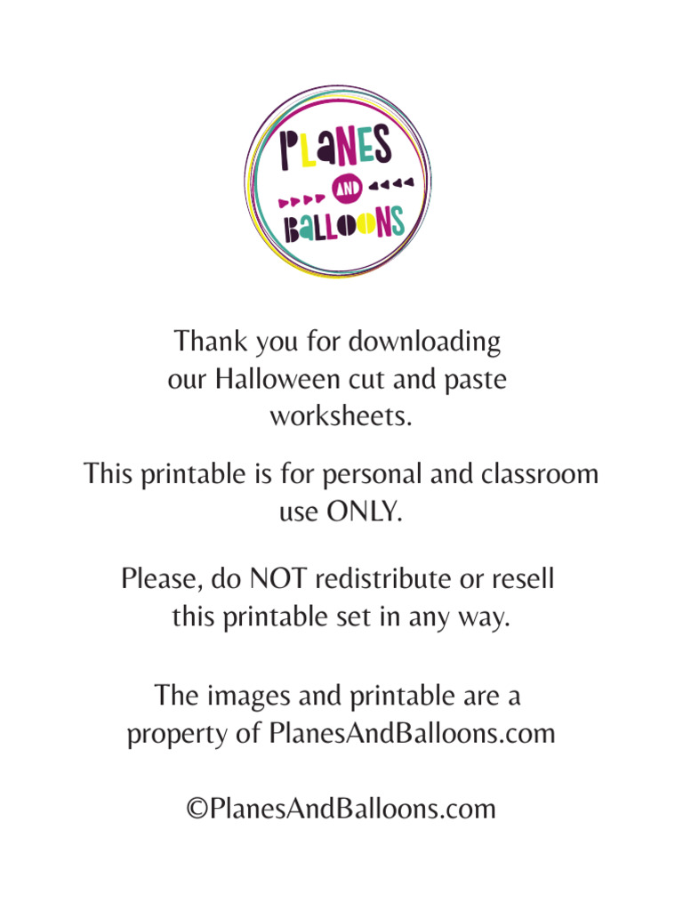 Halloween Cut and Paste Worksheets | PDF