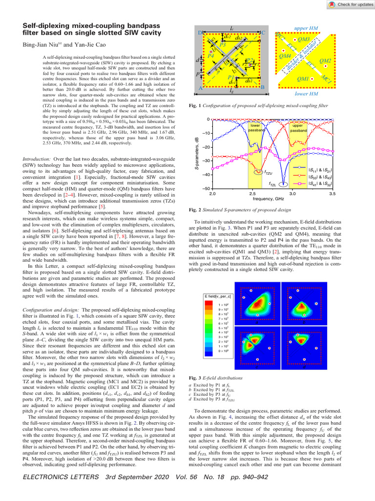 Electronics Letters - 2020 - Niu - Self Diplexing Mixed Coupling ...