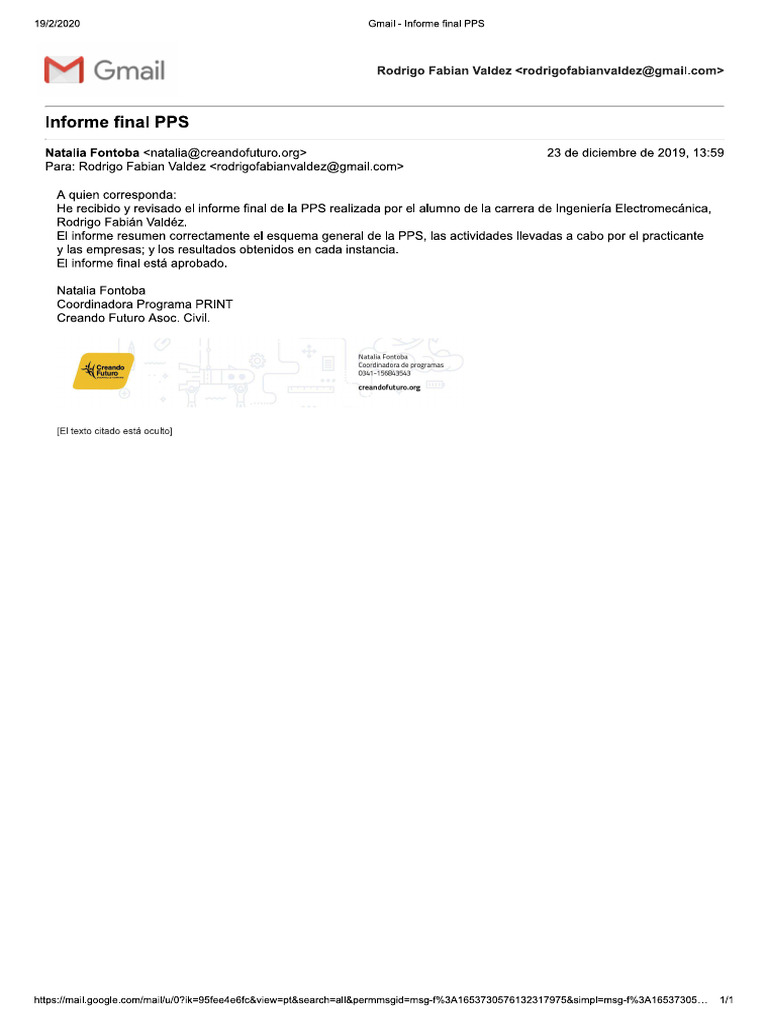 Gmail - Informe Final PPS | PDF