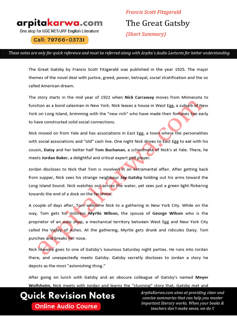 57-F Scott Fitzgerald - The Great Gatsby Lyst8025 Lyst1796 | PDF | The ...