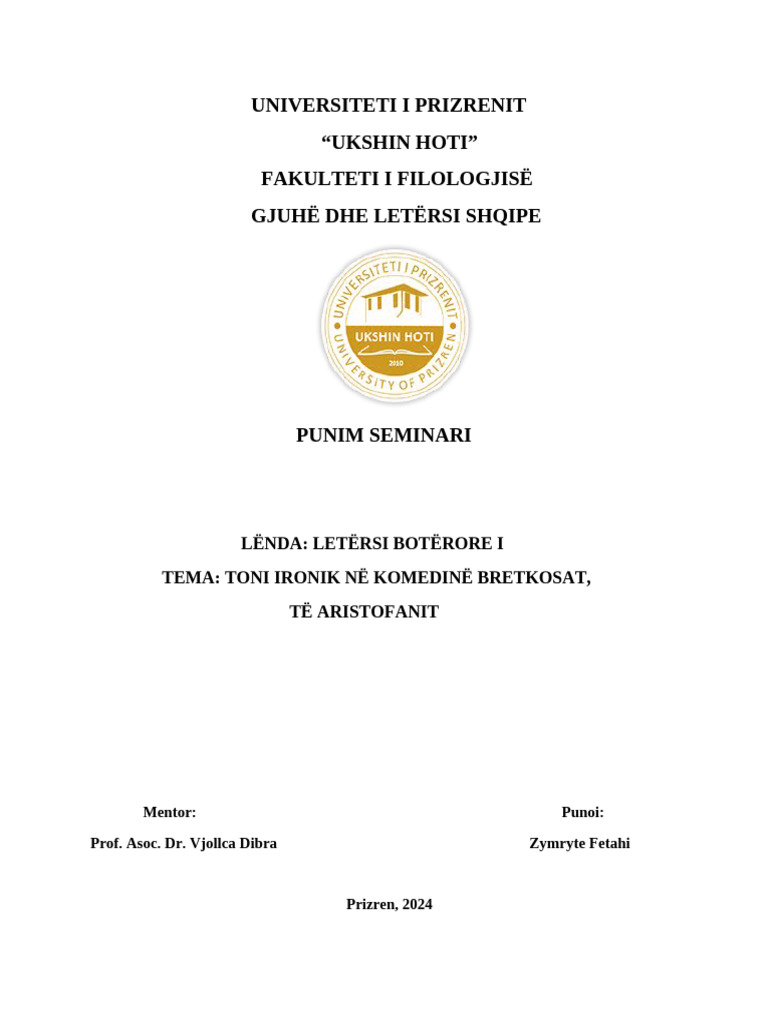 Toni Ironik Në Komedinë Bretkosat J Të Aristofanit | PDF