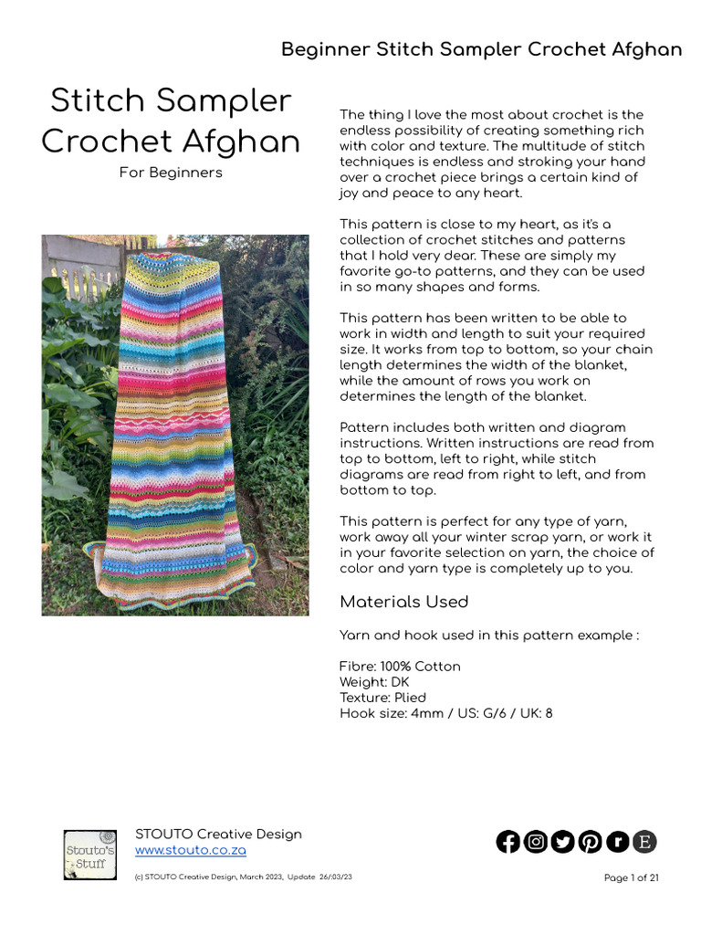 Beginner Crochet Afghan Stitch Sampler | PDF | Crochet | Yarn