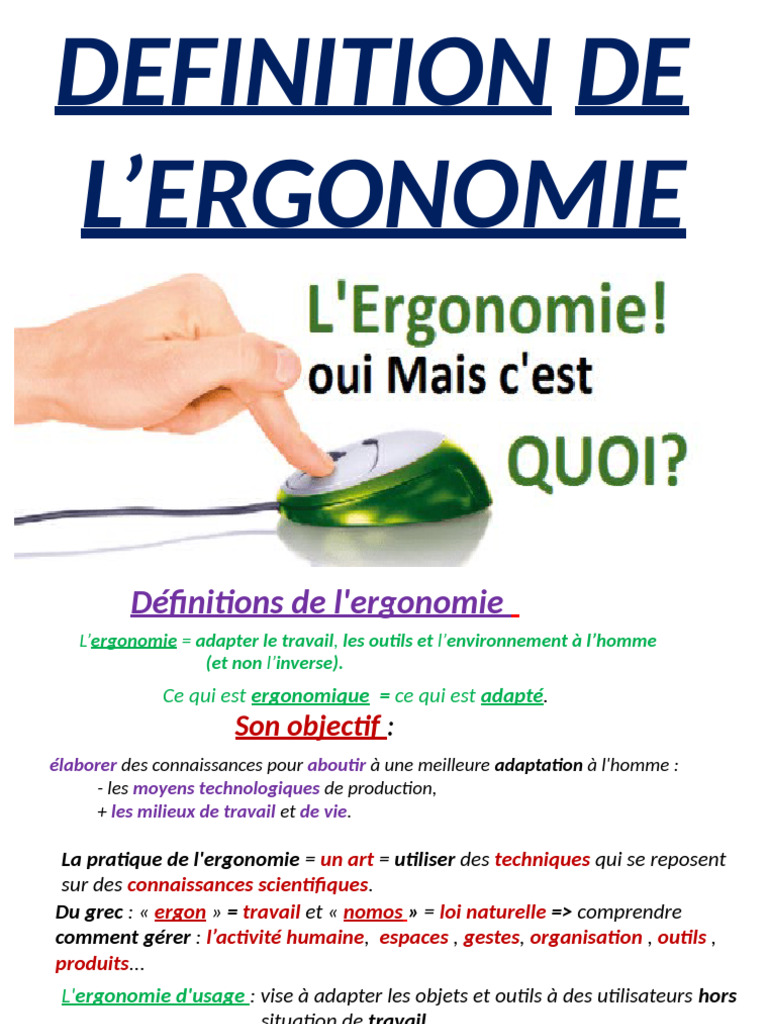 Définition et enjeux de l'ergonomie | PDF | Ergonomie et facteurs humains