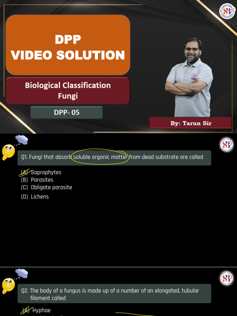 Biological Classification DPP 05 Solution PDF_1627_1710733732775 | PDF | Fungus | Sexual ...