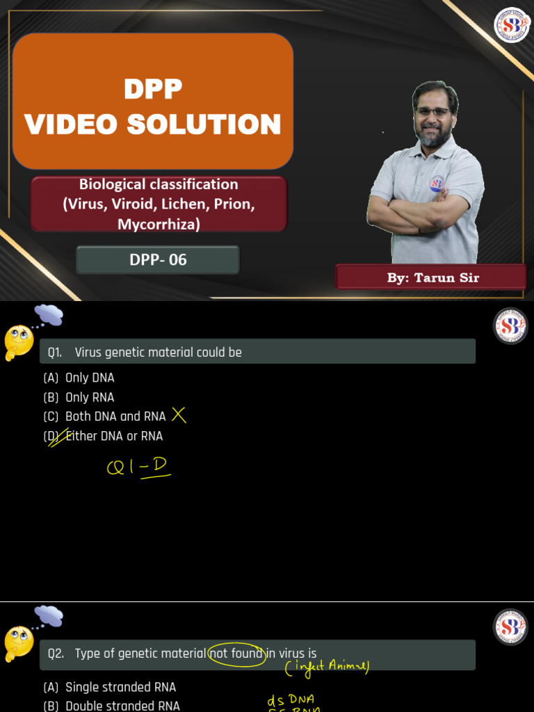 Biological Classification DPP 06 Solution PDF - 1628 - 1710733733985 | PDF | Virus | Medical ...