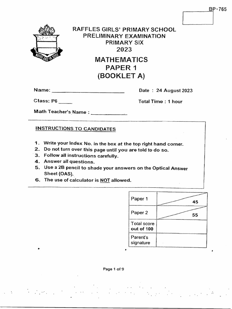 PSLE Maths Crash Course Lesson 14 Question | PDF