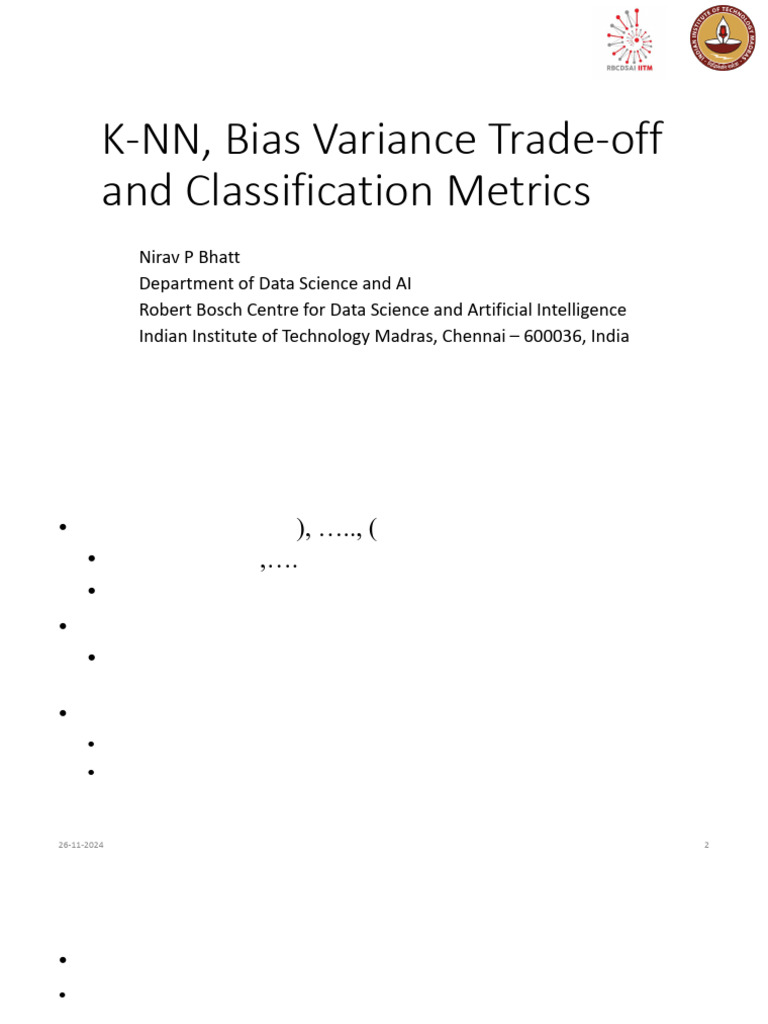 KNN Bias Variance Classification Metrics | PDF | Cross Validation (Statistics) | Mean Squared Error
