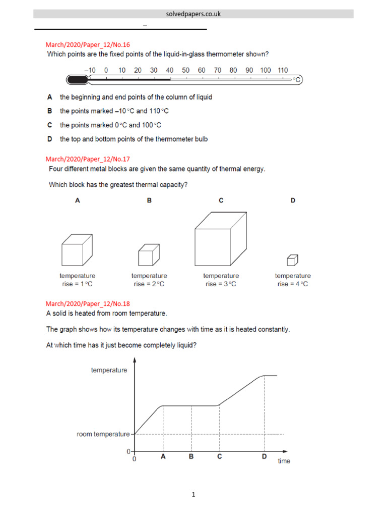 2020J Thermal Properties and Temperature Igcse | PDF