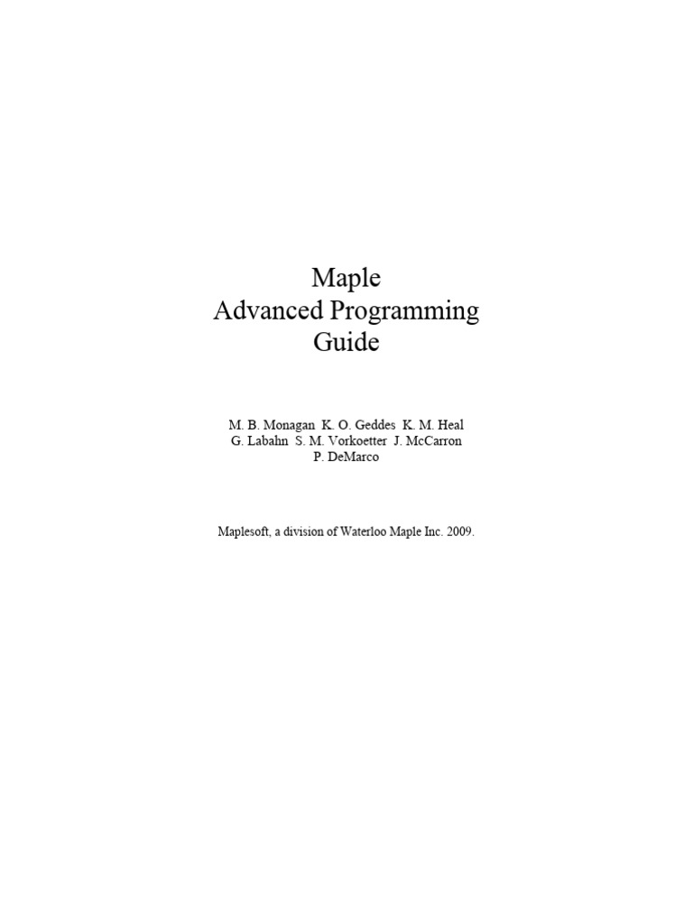 Maple 13 Advanced Programming Guide Pdf Java Programming Language